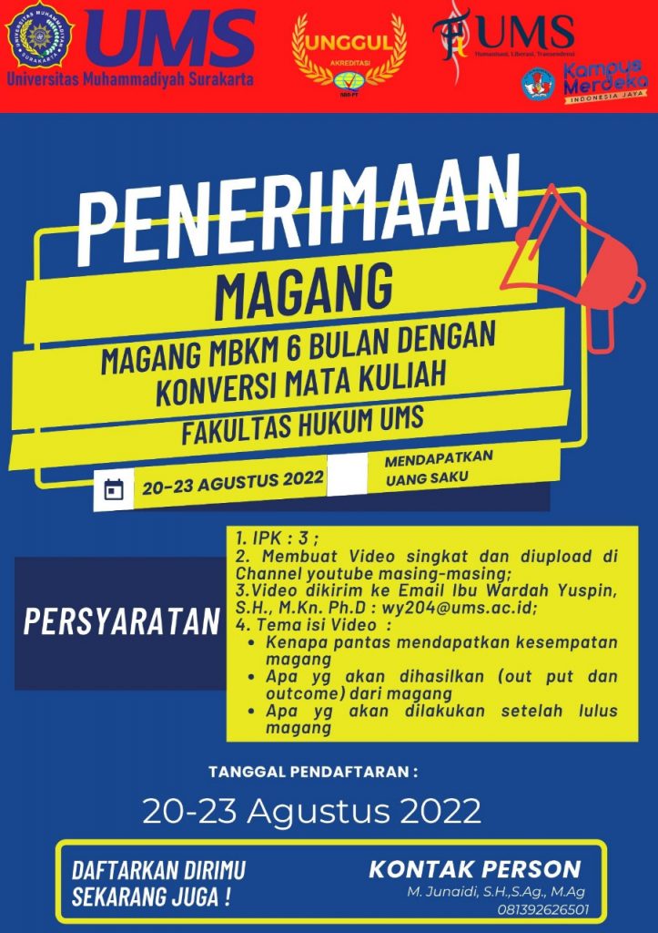 Penerimaan Magang MBKM 6 Bulan dengan Konversi Mata Kuliah